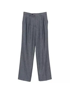 MANUEL RITZ Double-pleated Denim-effect Trousers - Blue