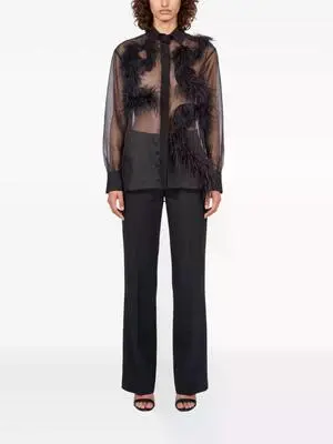 Antonelli Firenze Mirra Feather-embellished Sheer Shirt