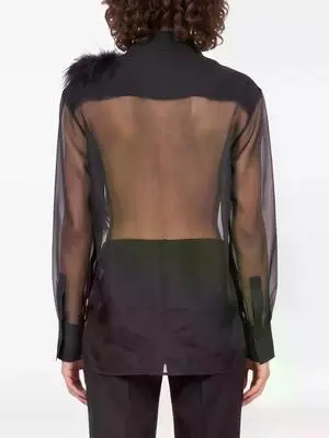 Antonelli Firenze Mirra Feather-embellished Sheer Shirt
