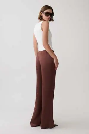 Meshki Sydney Straight Leg Satin Pants - White