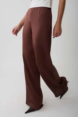 Meshki Sydney Straight Leg Satin Pants - White