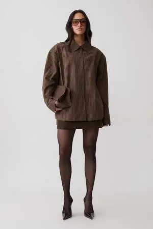 Meshki Rosalind Button Back Cotton Shirt - Brown