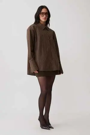Meshki Rosalind Button Back Cotton Shirt - Brown