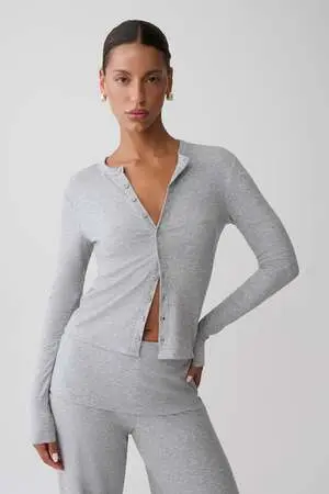 Meshki Evadne Button Down Jersey Cardigan - Grey