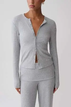 Meshki Evadne Button Down Jersey Cardigan - Grey