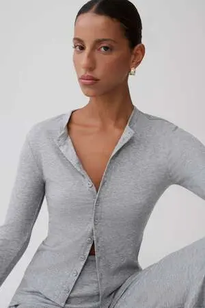 Meshki Evadne Button Down Jersey Cardigan - Grey
