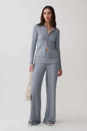 Meshki Evadne Button Down Jersey Cardigan - Blue