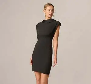 Adrianna Papell Reverse Lapel Open Back Tuxedo Shift Dress