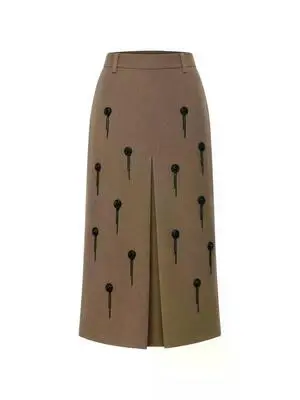 ISABELLE BLANCHE Inverted-pleat Midi Skirt - Brown