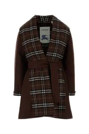Burberry Embroidered Wool Coat - Brown