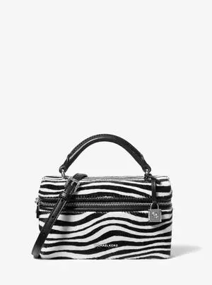 Michael Kors Jana Extra-small Zebra Print Calf Hair Crossbody Bag In By - Black
