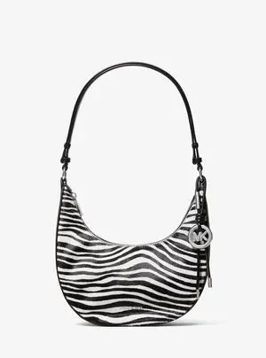 Michael Kors Nolita Small Zebra Print Calf Hair Convertible Pochette In By - Black