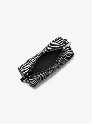 Michael Kors Izzy Small Zebra Print Calf Hair Pochette In By - Black