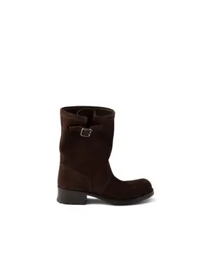 Prada Suede Mid-calf Boots - Brown