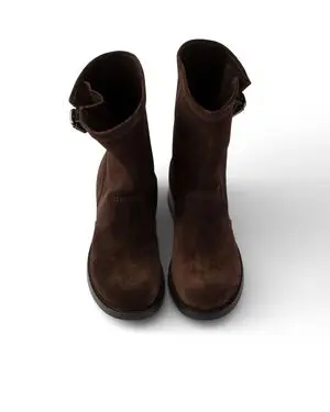Prada Suede Mid-calf Boots - Brown