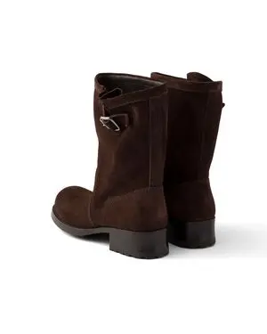 Prada Suede Mid-calf Boots - Brown