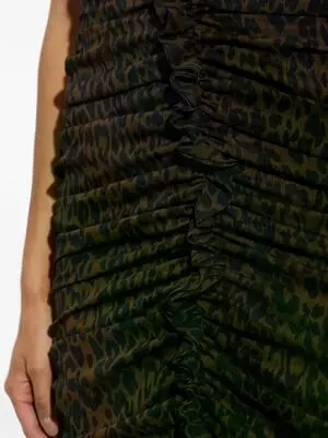 ROTATE BY BIRGER CHRISTENSEN Ruched Midi Leopard Dress
