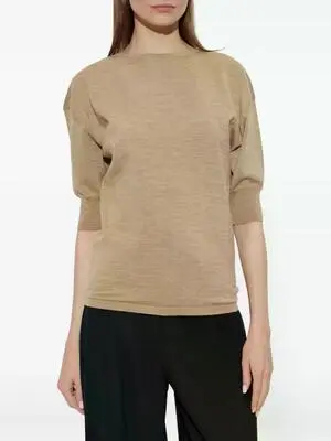 LEMAIRE Short-sleeve Sweater In Fine Merino Wool - Neutrals