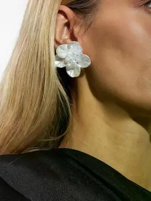 SELF-PORTRAIT Pearl Flower Earrings - Silver