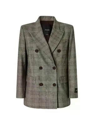 Pinko Double-breasted Check Jacket - Grey
