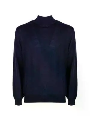 KANGRA Ribbed-trim Turtleneck Sweater - Blue