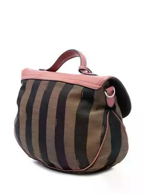 Fendi 2010-2026 Pequin Canvas And Leather Top Handle Bag Satchel
