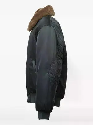Drole De Monsieur Faux-fur Collar Bomber Jacket - Black