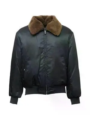 Drole De Monsieur Faux-fur Collar Bomber Jacket - Black