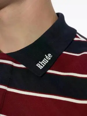 Rhude Fontaine Striped Ss Polo Shirt - Red