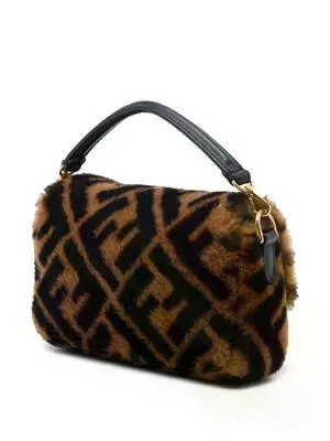 Fendi 2010-2026 Mini Zucca Shearling Chain Baguette Satchel