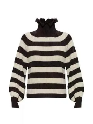 Max Mara Pontile Ruffled-trim Striped Sweater