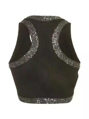 Miu Miu Sequin-embellished Knit Crop Top - Black