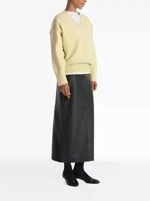 RÓHE Leather Midi Skirt - Black