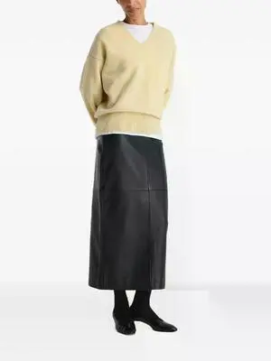RÓHE Leather Midi Skirt