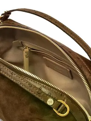 GIANNI CHIARINI Medium Alifa Suede Ostrich-effect Shoulder Bag