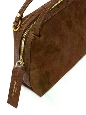 GIANNI CHIARINI Medium Alifa Suede Ostrich-effect Shoulder Bag