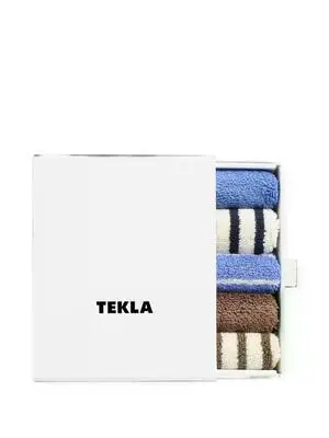TEKLA Organic Cotton Washcloth Set Of Five - Blue
