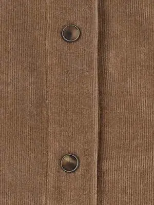Brunello Cucinelli Fluid Corduroy Shirt With Monili - Beige