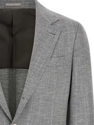Brunello Cucinelli Deconstructed Wool, Alpaca And Silk Chevron Blazer