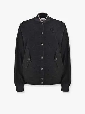 Brunello Cucinelli Cashmere Interlock Bomber Jacket With Logo