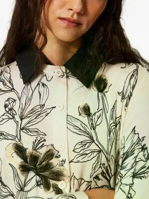 TWINSET Floral Knit Cardigan With Collar