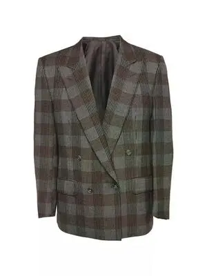 Ermenegildo Zegna Plaid Double-breasted Blazer - Grey