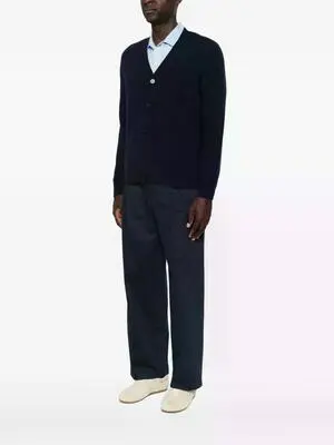 AMARANTO Button-up V-neck Cardigan - Blue