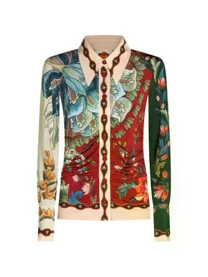 Farm Rio Lunar Boho Buttoned Collared Shirt - Red