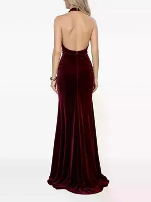 ROSERRY Sienna Twist-detail Velvet Gown - Red
