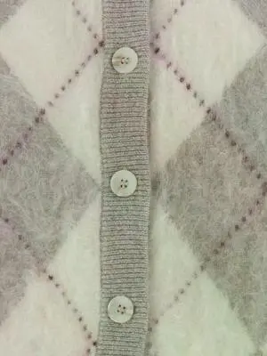 Soft Goat Argyle-knit Cardigan