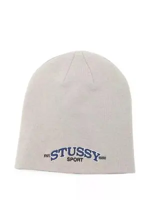 StÜssy Logo-embroidered Beanie Hat - Grey