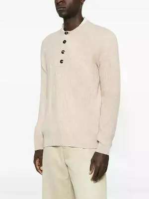 AMARANTO Ribbed-knit Button-fastening Sweater