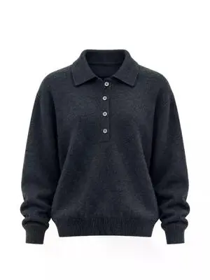 LOW CLASSIC Button-up Polo Sweater - Grey