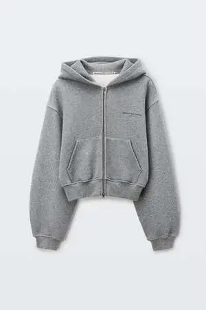 Alexander Wang Crystal Hotfix Zip-up Hoodie - Sidewalk